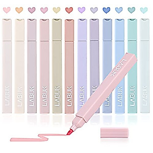 LABUK 12pcs Pastel Highlighters Aesthetic Highlighter Bible Highlighters and Pens No Bleed, with Mild Assorted Colors, Dry Fast Easy to Hold for Journal Bible Planner Notes School Office Supplies