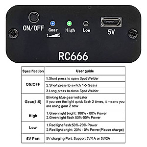 Aideepen Spot Welder,Portable Spot Welder Machine 5 Gears Adjustable Handheld Spot Welder 0.1~0.15mm Thickness Nickel Sheet Welder 5V 2A