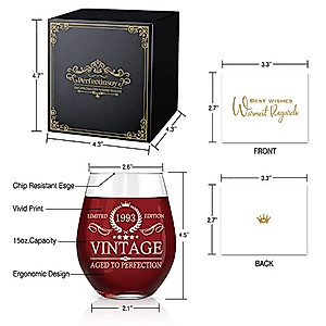 Perfectinsoy 1993 Limited Edition Wine Glass, 30th Birthday Aged to Perfection, 30th Birthday Gifts for Women, Thirty Anniversary Presents for Parents Dad Mom 30 Year Old Birthday Party