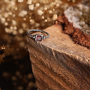 LOMBARDY JEWELRY Genuine 925 Sterling Silver Princess Cut Square Shape Red Cz Cubic Zirconia Ruby Color Stone Luxury Statement Ring for Women Gift for Her (8)