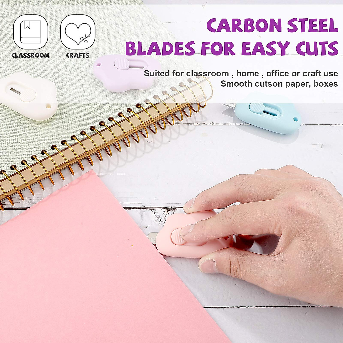 8 Pieces Mini Utility Knives Cloud and Flower Shaped Box Cutter Retractable Letter Opener Paper Envelope Cutter Carton Portable Cutter with Hole for Office and Home Use (Cloud)