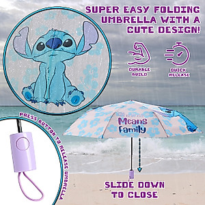 Disney Stitch Umbrella for Adults Teens Kids - Folding Telescopic Umbrella Lightweight Travel School Work Stitch Gifts