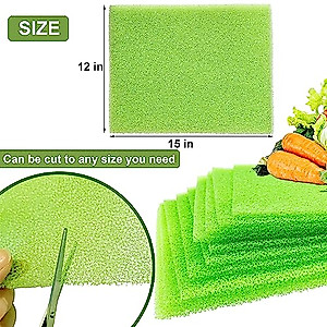 12-Pack Vegetable and Fruit Life Extender Fridge Shelf Sponge Liner, 12" x 15" Cuttable, Washable, & Reusable Refrigerator Mat, Ventilation to Keep Produce Fresh Longer Prevents Spoilage