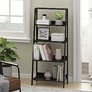 Furinno Ladder Bookcase Display Shelf, 5-Tier, Espresso