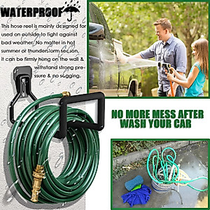 SMARYONG Hose Holder Wall Mount - Metal Garden Hose Holder - Heavy Duty Water Hose Holder - Hose Reel Holds Up to 150Ft- Durable Hooks for Garage Outside