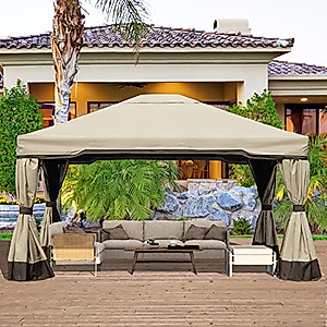 BPS 12‘x14’ Patio Gazebo Aluminum Outdoor Tent Shelter Canopy with Privacy Curtain and Netting for Patio, Garden, Yard and Lawn