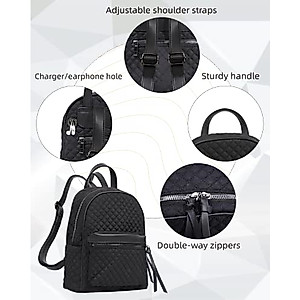 ANNASPEAK Women's Fashion Backpack Purse Satchel Handbags and Shoulder Bag PU Leather Travel bag (Quilted Black, Medium)