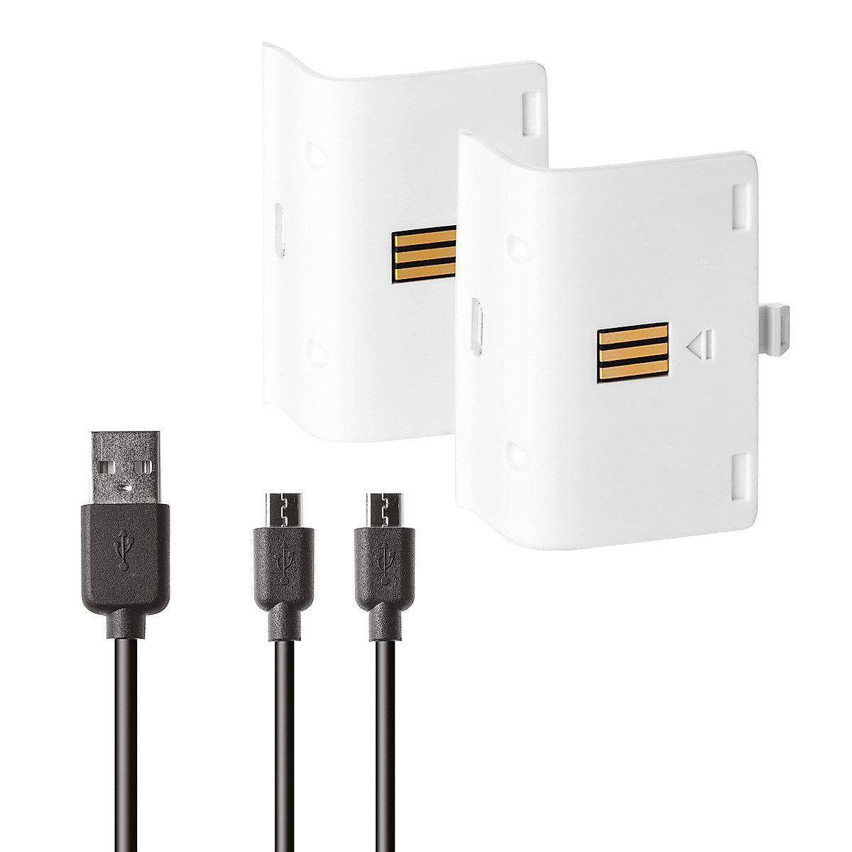 Snakebyte Xbox One Twin Battery Pack REV. 2 - 2 Rechargeable Battery Packs for Xbox One, S, Xbox One X and Elite Controllers (White) - Xbox One Battery Pack