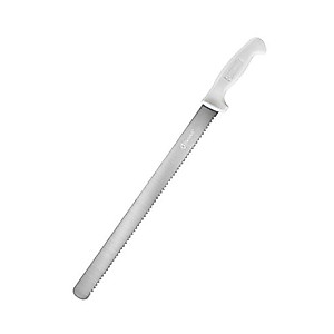 Bleteleh Extra-Long 15-Inch Blade Slicing Knife Serrated Edge, White Handle