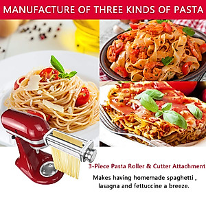 Pasta Kitchenaid Attachment Stainless Steel Pasta Maker for Kitchenaid Mixer, Includes Pasta Roller and Spaghetti Cutter, Fettuccine Cutter Stainless Steel Assecories