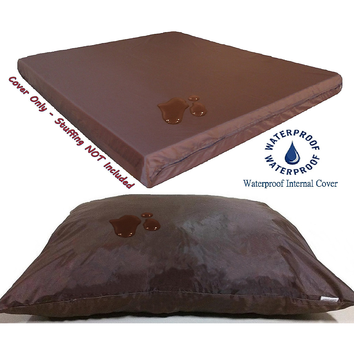 Dogbed4less DIY Pet Bed Pillow Brown Microsuede Duvet Cover and Waterproof Internal case for Dog at 55X37X4 Inch - Covers only