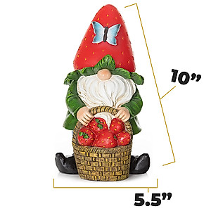 VP Home Strawberry Gnome Solar Powered LED Outdoor Decor Garden Light Great Addition for Your Garden, Solar Powered Light Garden Gnome, Christmas Decorations Gifts