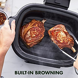 GreenPan Matte Black 13-in-1 Air Fryer Slow Cooker & Grill, Presets to Steam Saute Broil Bake and Cook Rice, Healthy Ceramic Nonstick and Dishwasher Safe Parts, Easy-to-use LED Display