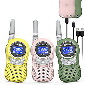 QNIGLO Walkie Talkie for Kids Rechargeable, Kids Walkie Talkies 3 Pack, Outdoor Camping Games with 𝗟𝗶-𝗶𝗼𝗻 𝗕𝗮𝘁𝘁𝗲𝗿𝘆, Toys for Boys Girls Walkie Talkies Halloween Xmas Birthday Gifts
