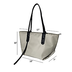 Tote Bag for Women Casual Commuter Handbag Nylon Single Shoulder Bag,Khaki