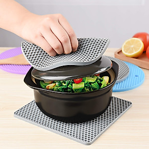 Zoyizi Trivet, Silicone Trivets for Hot Dishes, Black Silicone Potholders Trivet Mat, Non Slip Heat Resistant Mat, Silicone Pot Holder Set, Silicone Hot Pads for Kitchen, 4 Pack Square&Round (Black)