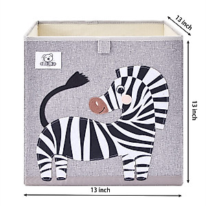 CLCROBD Foldable Animal Cube Storage Bins Fabric Toy Box/Chest/Organizer for Toddler/Kids Nursery, Playroom, 13 inch (Zebra)