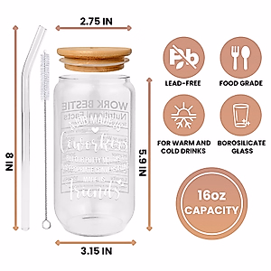 Coworker Gifts for Women - Farewell Gifts for Coworkers, Going Away Gift for Coworker, Goodbye Gifts for Coworkers - Christmas Gifts for Coworkers Women - Bestie Gifts for Women - 16 Oz Can Glass