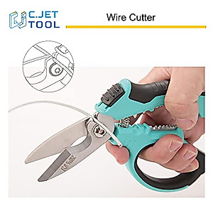 C.JET TOOL 8" Stainless Angle Type Electrician Scissors Heavy Duty Professional for Aluminium Copper Soft Cable