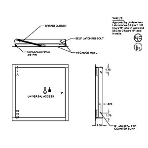 Fire Rated Acudor FB-5060 Access Panel 14x14 Un-Insulated with Flange