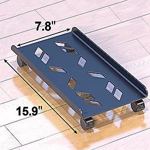 Deston Computer Tower Cart CPU Metal Rolling Stand, Mobile PC Cart Holder, Desktop ATX-Case Rolling Dolly on Casters, Computer Host Stand with Brake Wheels Under Home Office Desk, Black