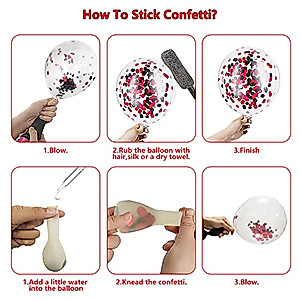 Red and Black Balloons Arch Kit, 100 Pieces Red Black White Confetti Balloons for Birthday, Brial Shower, Casino Theme Party Decorations