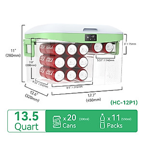 Megiu 12 Volt Refrigerator Portable Car Freezer 13.5 Quart (12.8 Liter) Compressor Cooler 12V/24V DC 110～240 Volt AC for Truck Van RV Camper SUV Boat Travel Camping Road Trips Tailgating -18℃~+15℃