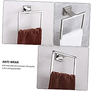 Yardwe 1pc Square Towel Ring Wall Mounted Towel Holder Wall Mounted Towel Rack Square Towel Holder Adhesive Towel Ring Bathroom Towel Ring Towel Ring Holder Stainless Steel Towel Holder