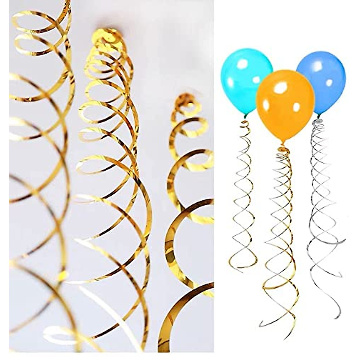 GUZON 24PCS Navy Gold Party Hanging Swirl Decorations Sparkly Foil Streamer for Birthday,Wedding,Anniversary, Graduation Party Supplies