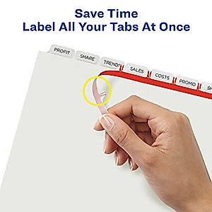 Avery 8-Tab Binder Dividers, Easy Print & Apply Clear Label Strip, Index Maker, White Tabs, 25 Sets (11447)