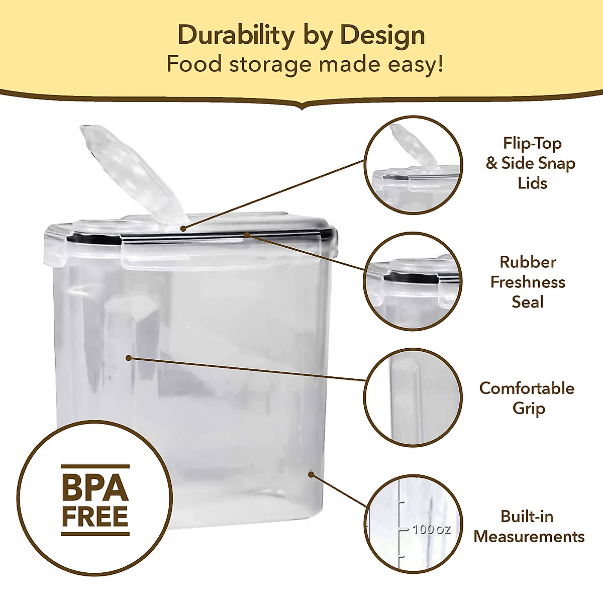 Cereal Container Storage Set - 4 Piece Airtight Food Storage Containers. BPA Free Dispenser Storage Container Set with Free Labels & Pen - by Simple Gourmet…