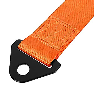 X AUTOHAUX 2pcs Orange Universal Car Tow Towing Hook Bumper Trailer Belt Strap