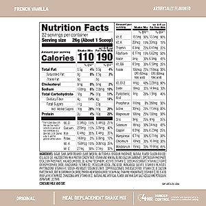 SlimFast Meal Replacement Powder, Original French Vanilla, Weight Loss Shake Mix, 10g of Protein, 22 Servings (Packaging May Vary)