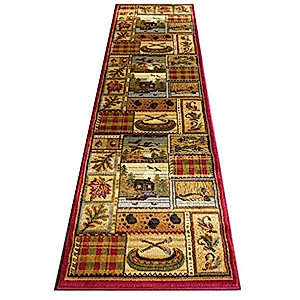 CR Wildlife Nature Cabin Lodge Scene Duck Boat Fish Area Rug (2 Feet 2 Inch X 7 Feet 2 Inch Runner)