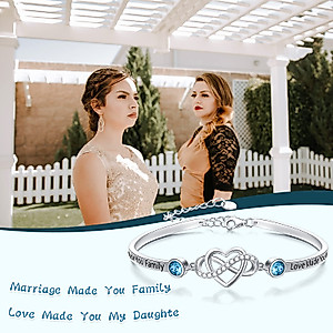 AOBOCO Daughter in Law Bracelet Sterling Silver Marriage Made You Family Love Made You My Daughter Bangle Jewelry Gift for Daughter in Law from Mother in Law