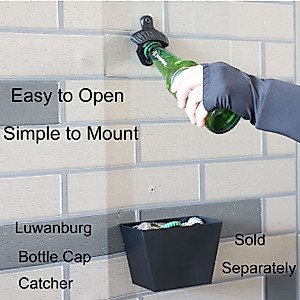 Luwanburg 8PCS Cast Iron Beer Bottle Opener Wall Mounted Bottle Cap Opener Open Here Black and Brown