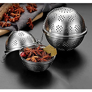 Spice Ball Extra Large For Cooking, Seasoning Ball, Spice Infuser, Tea Ball Filter, With Extended Chain Hook For Enhancing Soups, Stews, Cider, Wine, And Especially Brewing Large Quantities Of Tea