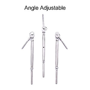 (10 Pack) Adjustable T316 Stainless Steel Deck Cable Railing Kit for Wood Posts, Swage Turnbuckle 10-Pcs, Eye Terminal Wood Screw Stair Railing Marine Grade