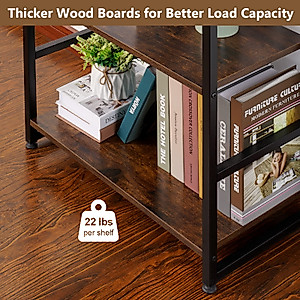 Haton Bookshelf, 5 Tier Industrial Rustic Wood Bookcase, Modern Standing Metal Frame Book Shelf for Living Room, Bedroom and Office, 5-Shelf, Brown/Black