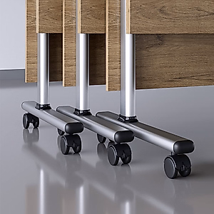 Foldable Meeting Table Set of 3,Flip Top Mobile Training Table with Modesty and Lockable Wheels, for Conference Rooms,Training Rooms,Media Centers,Classrooms