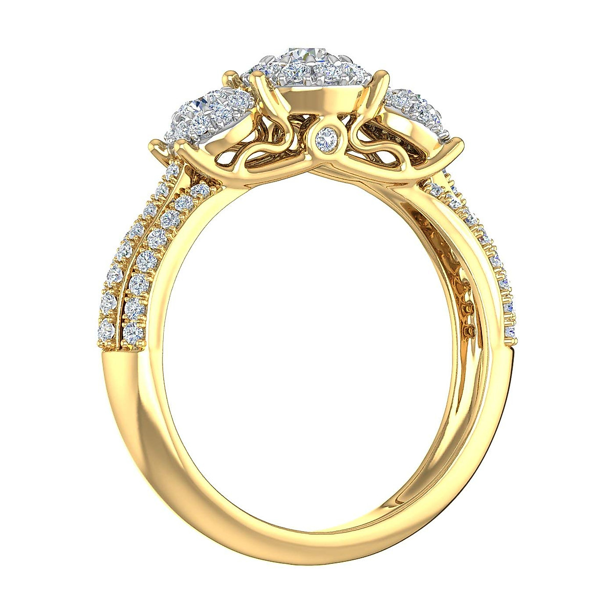3/4 Carat 3-Stone Diamond Engagement Ring in 10K Yellow Gold (Ring Size 9.25)