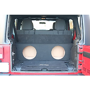 American Sound Connection JW2X12-074DR-BS Compatible with 2007-2015 Jeep Wrangler Unlimited (4 Door) Custom Dual 12" Subwoofer Enclosure Sub Box