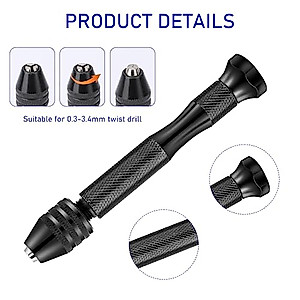 36 Pieces Hand Drill Bits Set, Pin Vise Hand Drill Mini Micro Drill and Twist Drills Precision Hand Mini Drill Bits Set for Resin Polymer Clay Craft Model Jewelry Making