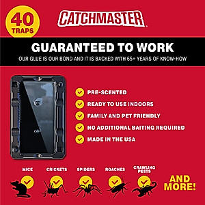 Catchmaster Mouse & Insect Glue Traps 40-Pk, Adhesive Rodent & Bug Catcher, Pre-Scented Mouse Traps Indoor for Home, Sticky Glue Traps for Mice and Insects, Pet Safe Pest Control for House & Garage