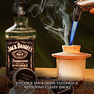 Whiskey Smoker Kit with Torch | Old Fashioned Cocktail Kit with Cocktail Smoker and 4 Drink Smoker Flavors Making a Great Whiskey Gifts for Men and Bourbon Lovers (NO FUEL)