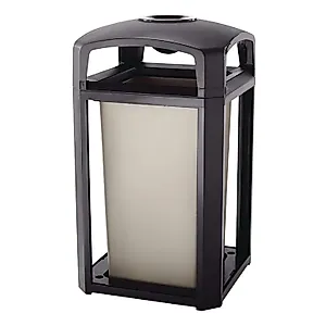 Rubbermaid Commercial Products Landmark Dome Top Trash Can with Ash Tray, 50-Gallon, Sable, Large Indoor/Outdoor Trash Can for Office/Restaurant/Mall/Hospital