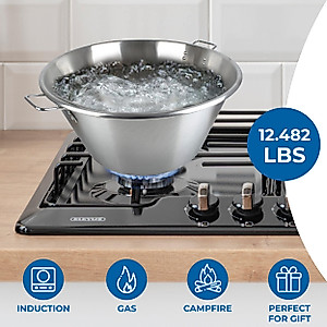 Alpine Cuisine Stainless Steel Cazo 21x12-Inch Sanding Finishing Tool | Precision Craftsmanship & Professional Double Handle | Easy Cleaning Culinary Excellence & Heat Distribution Temperature Control