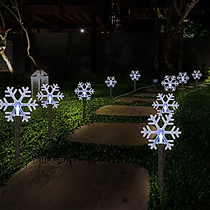 White Solar Christmas Pathway, Snowflake Lights with Stake Outdoor Waterproof, 5-LED Decorative Lights for Garden Yard Street Pathway Park Christmas Wedding