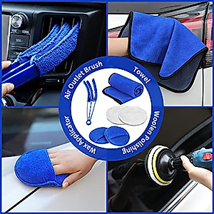 Wontolf 30Pcs Car Detailing Brush Set, Car Detailing Kit, Auto Detailing Drill Brush Set, Car Buffing Sponge Pads Kit,Car Cleaning Brush Tools Kit,Car Accessories for Interior,Exterior,Wheels,Home