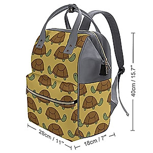 Turtle Pattern Diaper Bag Backpack Large Capacity Mommy Bags Multifunction Nappy Bag Travel Back Pack Gray-Style